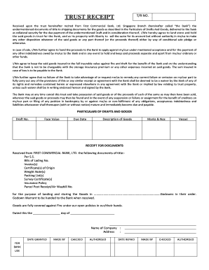 Fillable Online TRUST RECEIPT TR NO - First Bank Fax Email Print ...