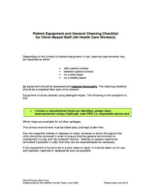 Fillable Online wirral nhs Patient Equipment and General Cleaning ...