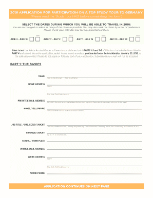 Fillable Online toponline 2016 TOP STUDY TOUR APPLICATION FORM Fax ...
