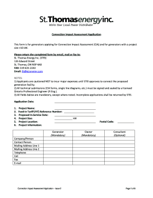 Fillable Online Connection Impact Assessment Application Fax Email ...