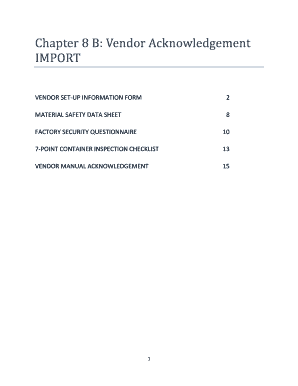 Fillable Online Chapter 8 B Vendor Acknowledgement IMPORT Fax Email ...