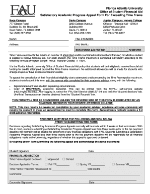 Fillable Online fau SAP Appeal Form for Exceeding Time Frame Fax Email ...
