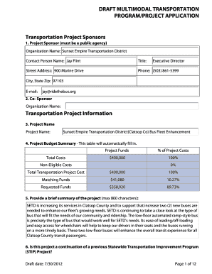Fillable Online Transportation Project Information DRAFT MULTIMODAL Fax ...