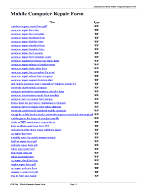 Fillable Online Mobile Computer Repair Form - kekpullcom Fax Email ...