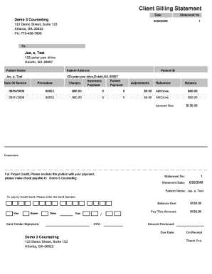 Fillable Online Client Billing Statement Fax Email Print - pdfFiller