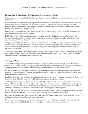 Fillable Online QUESTIONNAIRE FOR MARRIAGE CONVALIDATION Fax Email ...