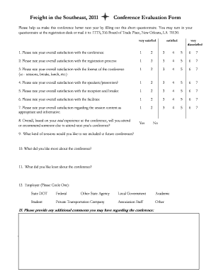 Fillable Online Conference Evaluation Form. Sample Conference ...
