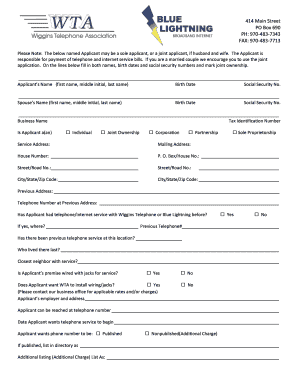 Fillable Online WTA BL Application - Wiggins Fax Email Print - pdfFiller