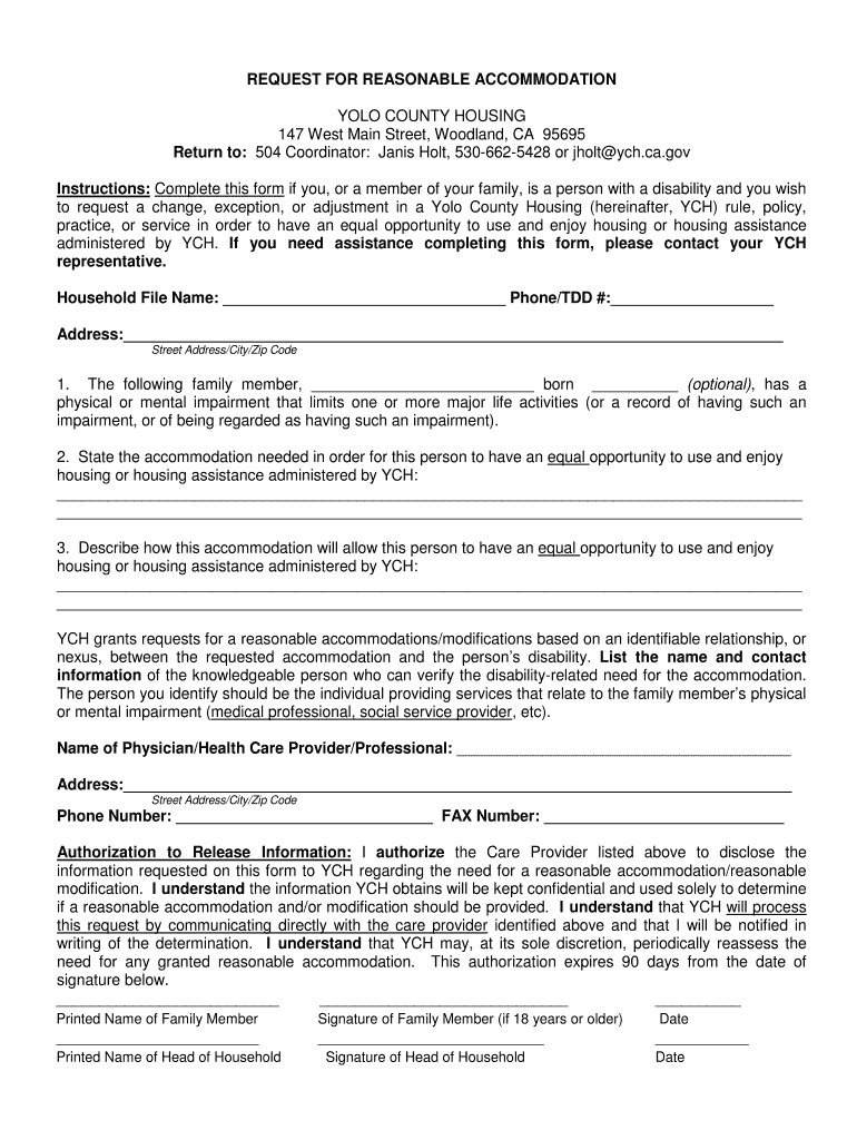 Fillable Online Reasonable Accommodation Request Form Draftdocx Fax ...