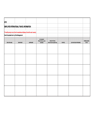 Fillable Online uco Employee International Travel Informationpdf Fax ...