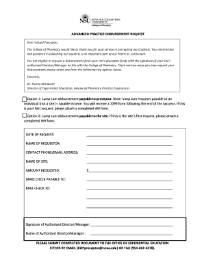 Fillable Online cfsecure nova ADVANCED PRACTICE DISBURSEMENT REQUEST ...