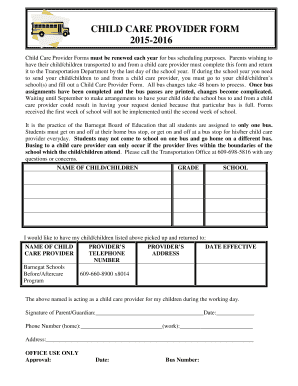 Fillable Online CHILD CARE PROVIDER FORM Fax Email Print - pdfFiller