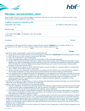 Fillable Online BCompensation Claimb form - HBF Fax Email Print - pdfFiller