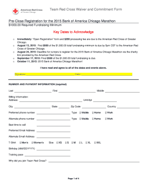 Fillable Online redcross Team Red Cross Waiver and Commitment Form Pre ...