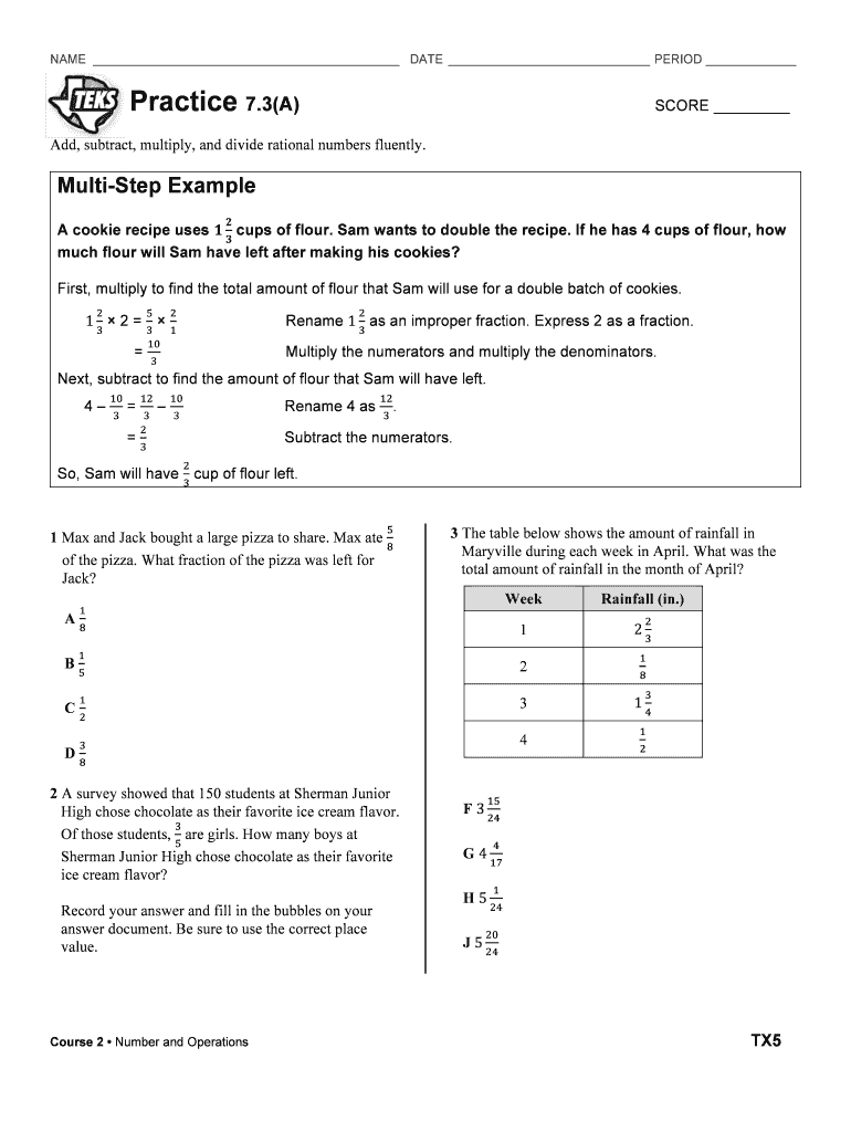Fillable Online TEKS Practice 7.3 A .docx Fax Email Print - pdfFiller