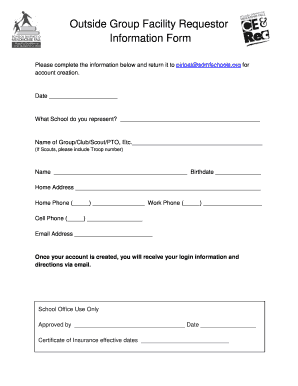 Fillable Online mfhs sdmf schoolfusion Outside Group Facility Requestor ...