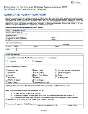 Fillable Online pandc org CANDIDATE NOMINATION FORM - pandcorgau Fax ...