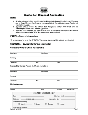 Fillable Online Waste Soil Disposal Application - RDCK Fax Email Print - pdfFiller