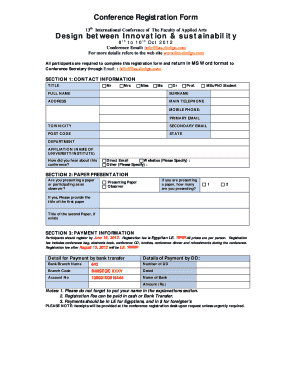 Fillable Online Conference Registration Form - faa-designcom Fax Email ...