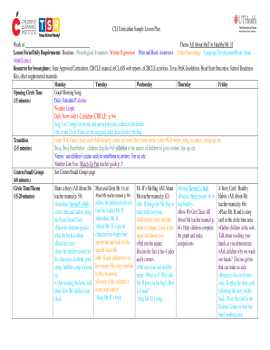 Fillable Online CLI Curriculum Sample Lesson Plan Fax Email Print ...