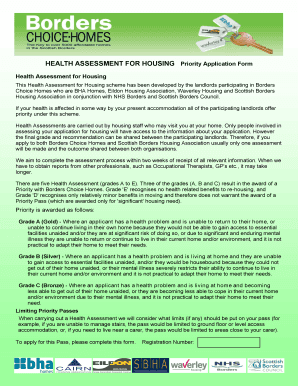 Fillable Online HEALTH ASSESSMENT FOR HOUSING Priority Application Form ...