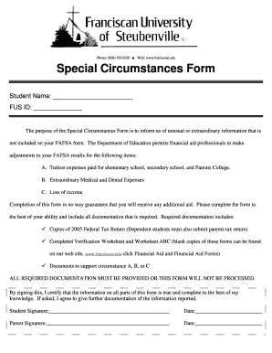 Fillable Online franciscan Special Circumstances Formdoc - franciscan ...
