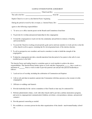 Fillable Online SAMPLE INTERIM PASTOR AGREEMENT Fax Email Print - pdfFiller