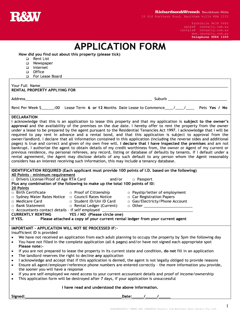 Fillable Online Rental Application Formpdf - CORE Web Fax Email Print ...