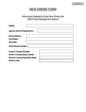 Fillable Online NEW DRIVER FORM - gsdazgov Fax Email Print - pdfFiller