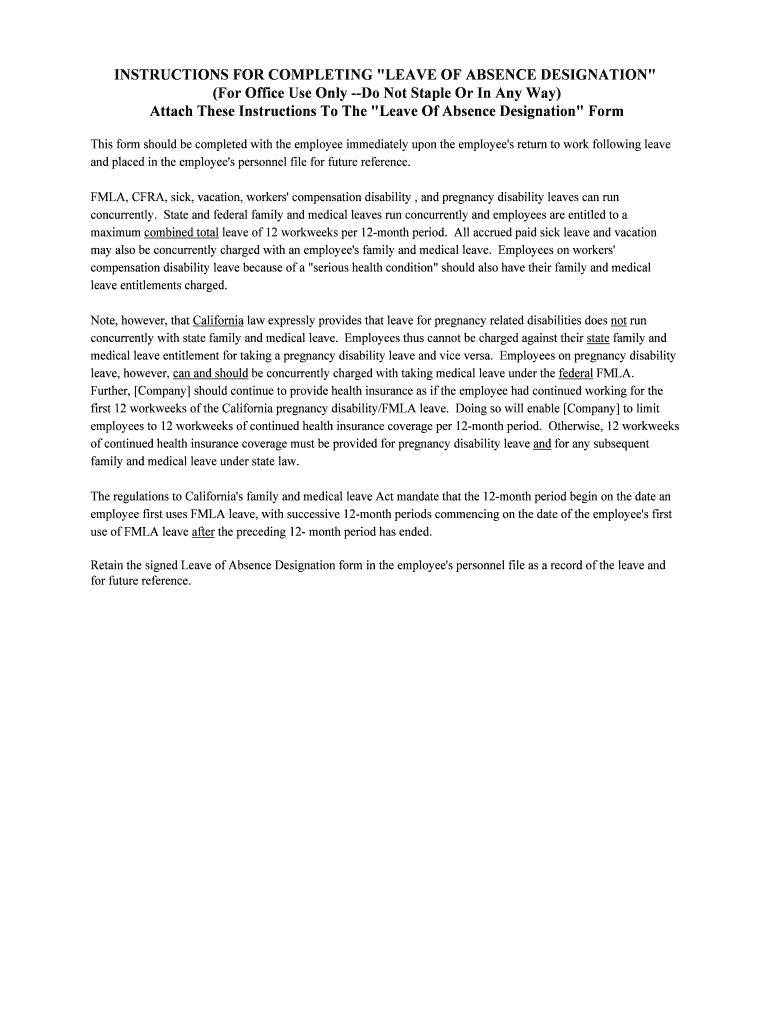 Fillable Online Leave of Absence Designation Worddoc Fax Email Print ...