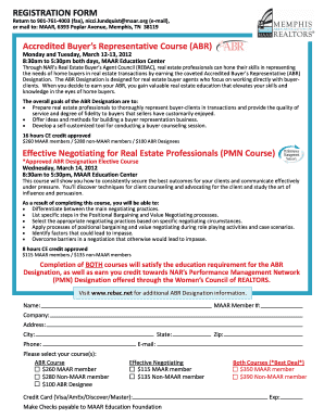 Fillable Online maar Registration Form - ABR PMN Fax Email Print - pdfFiller