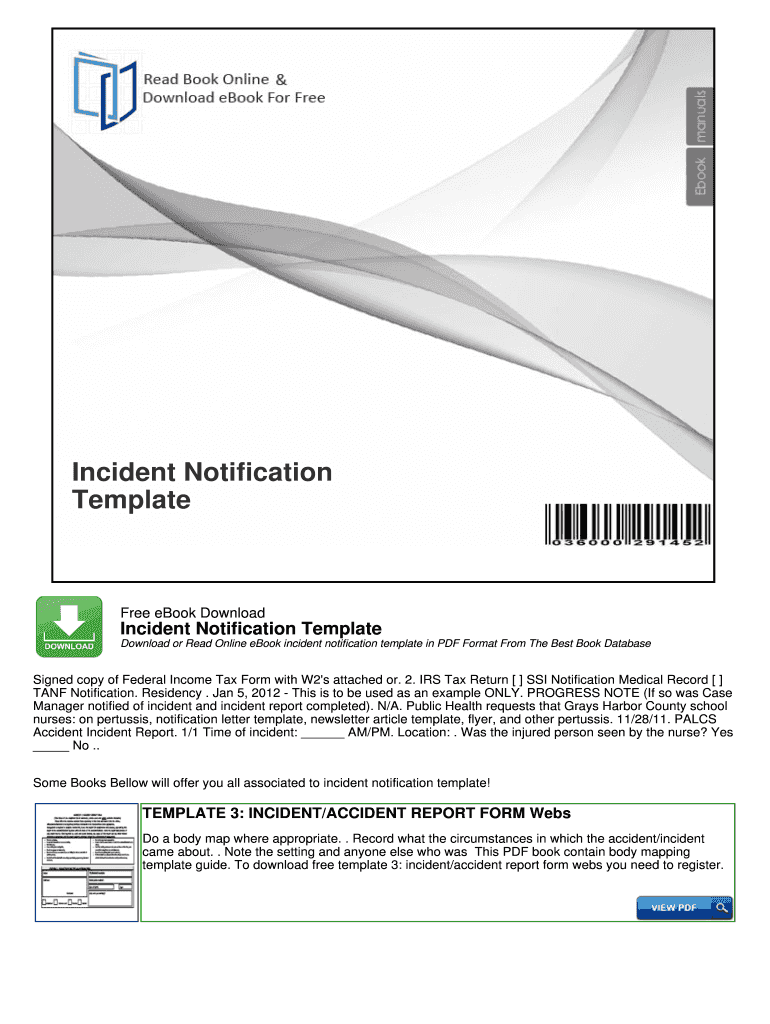 Fillable Online Incident Notification Template - nocReadCom Fax Email ...