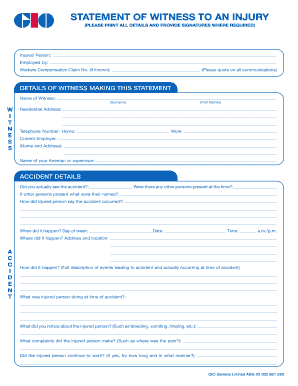 Fillable Online STATEMENT OF WITNESS TO AN INJURY Fax Email Print ...