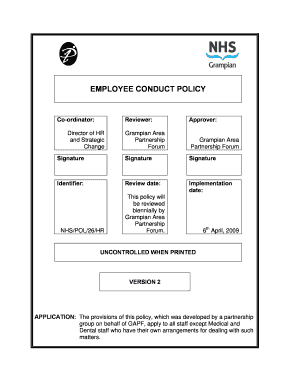 Fillable Online nhsgrampian EMPLOYEE CONDUCT POLICY - NHS Grampian ...