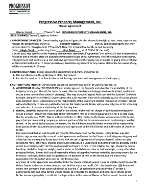 Fillable Online Progressive Property Management Fax Email Print - pdfFiller