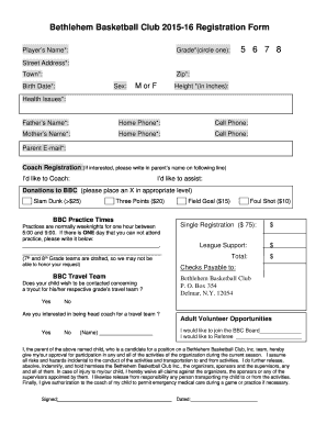 Fillable Online 2015-16 BBC Registration Form blank Fax Email Print ...
