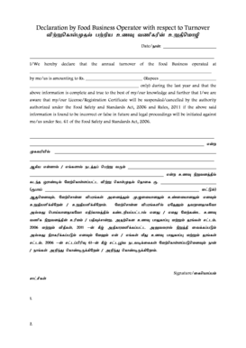 Turnover Declaration Format For Fssai Pdf - Fill Online, Printable ...