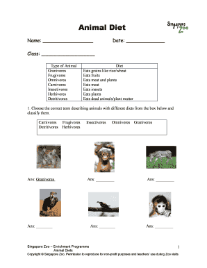 Fillable Online Animal Diet Worksheet 2011doc Fax Email Print - pdfFiller
