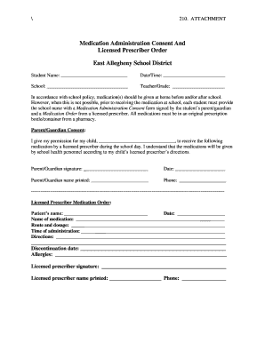 Fillable Online the school nurse with a Medication Administration ...