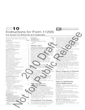 Fillable Online Instructions for Form 1120S Release Fax Email Print - pdfFiller