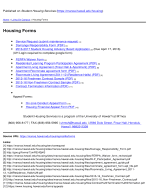 Fillable Online manoa hawaii Housing Forms - University of Hawaii at ...