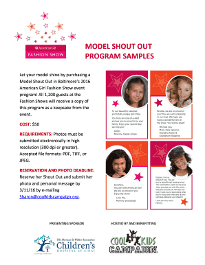 Fillable Online coolkidscampaign MODEL SHOUT OUT - coolkidscampaign Fax ...
