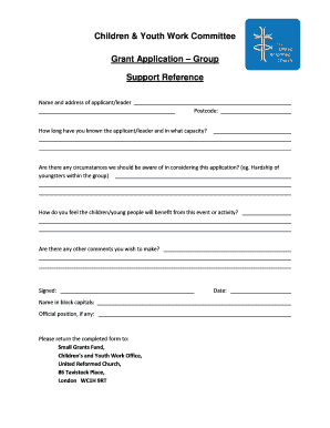 Fillable Online urc org Children Youth Work Committee Grant Application ...