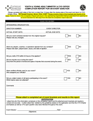Fillable Online YOUTH YOUNG ADULT MINISTRY CYO OFFICE COMPLETION Fax ...