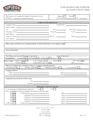 Fillable Online This Section to be Completed by Superior Construction ...