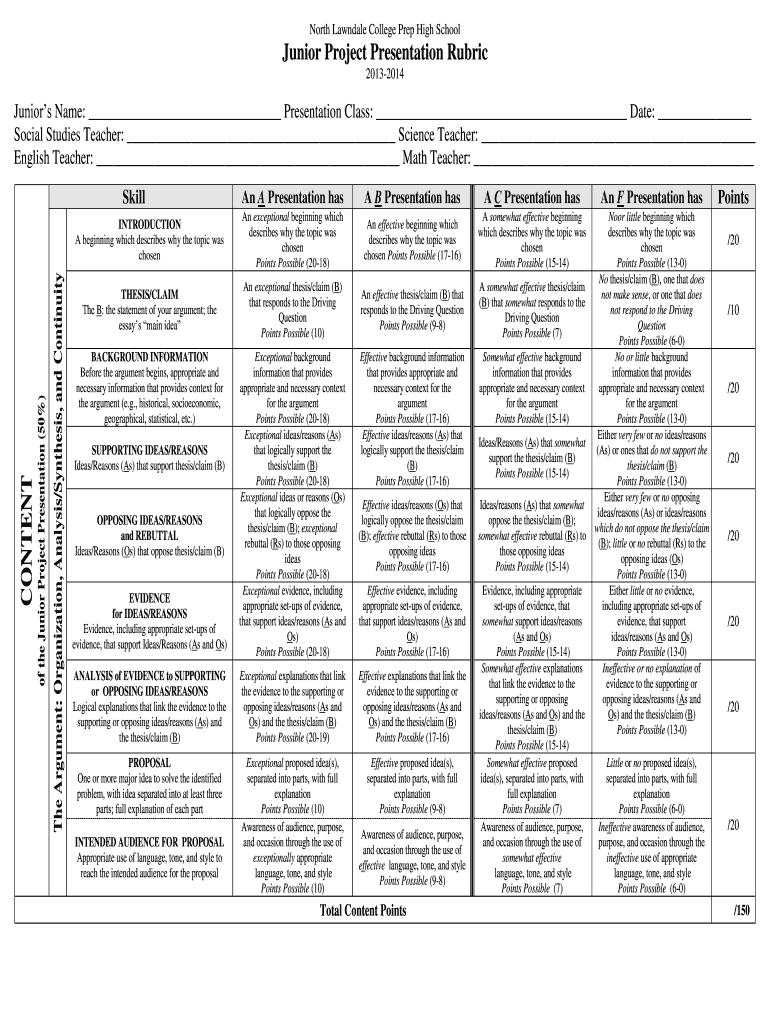 Fillable Online NLCPs-Junior-Project-Final-Presentation-Rubric-2013 ...
