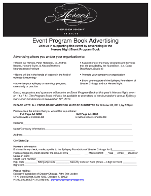 Fillable Online Event Program Book Advertising 2 - Epilepsy Foundation ...