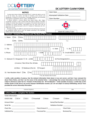 Fillable Online Dc-lottery claim-form- 8-14pdf Fax Email Print - pdfFiller