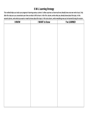 Fillable Online K-W-L Learning Strategy Fax Email Print - pdfFiller