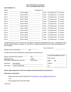 Fillable Online neurobiology northwestern NORTHWESTERN UNIVERSITY KEY ...